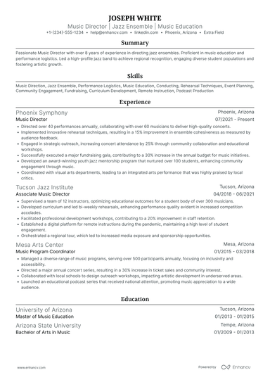 21 Musician Resume Examples That Got Jobs for 2025