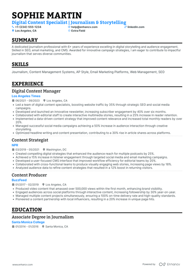 23 Journalist Resume Examples & Guide for 2025