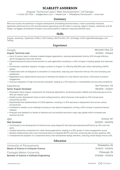 21 Angular Developer Resume Examples & Guide for 2025