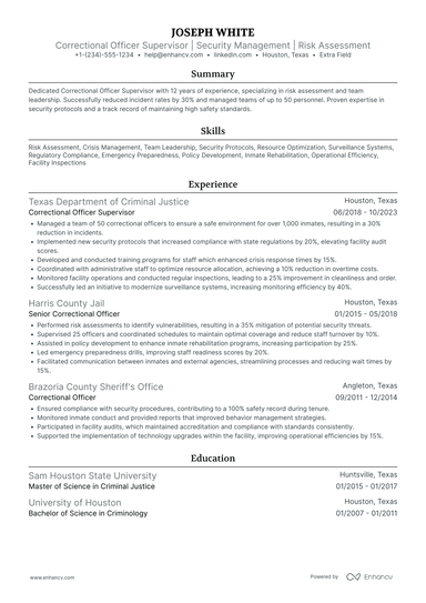 15 Correctional Officer Resume Examples - March 2025