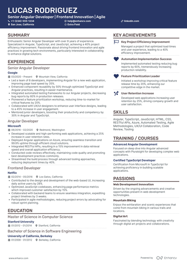 21 Angular Developer Resume Examples & Guide for 2025