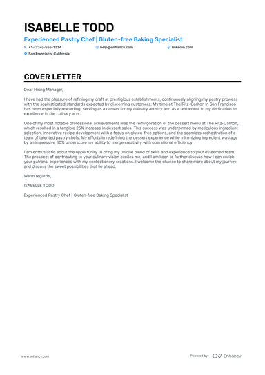 8 Professional Chef Cover Letter Examples and Template for 2024 | Enhancv