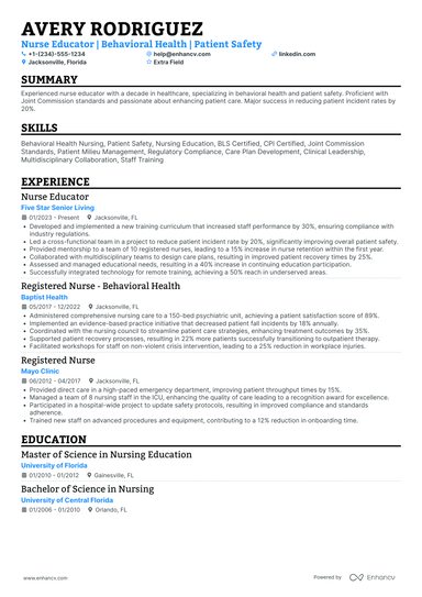 17 Nurse Educator Resume Examples & Guide for 2025