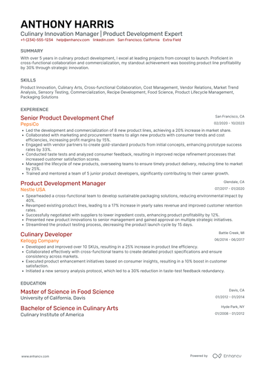 22 Culinary Resume Examples & Guide for 2025