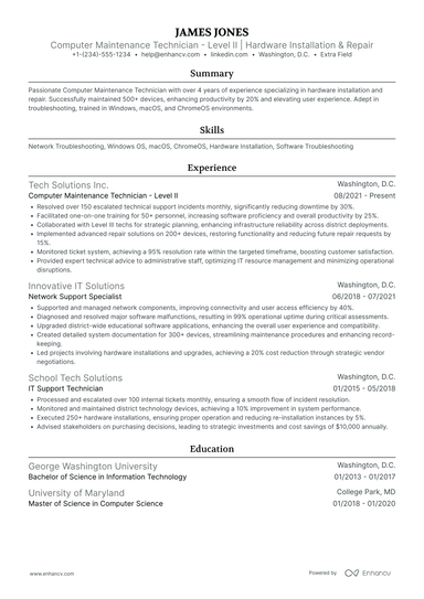 18 Computer Technician Resume Examples & Guide for 2025