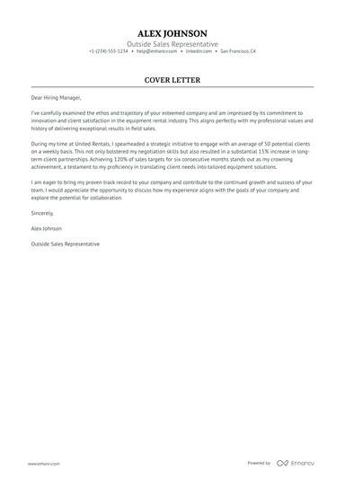 17 Professional Sales Cover Letter Examples and Template for 2025 | Enhancv