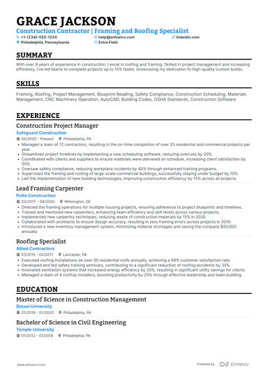 19 Contractor Resume Examples & Guide for 2025