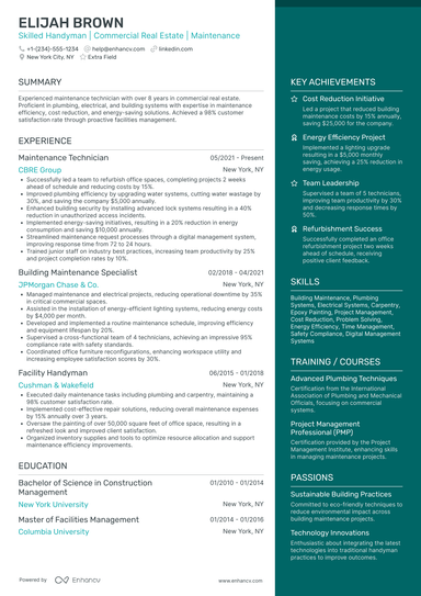 18 Handyman Resume Examples - March 2025