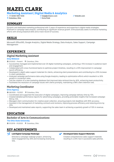 21 Marketing Assistant Resume Examples & Guide for 2025