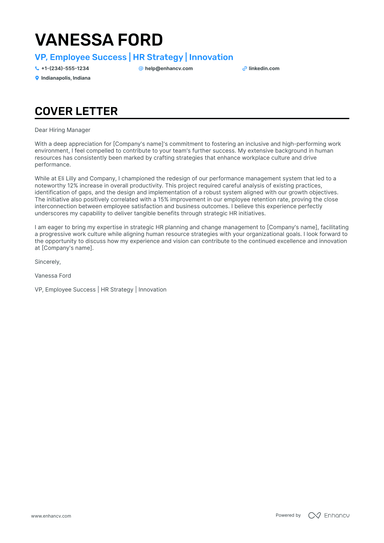 29 Professional HR Cover Letter Examples and Template for 2024 | Enhancv