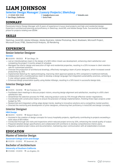 25 Interior Designer Resume Examples & Guide for 2025