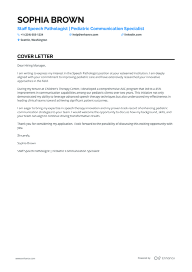 5 Professional Speech Pathologist Cover Letter Examples and Template ...