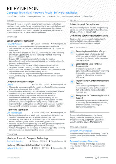 18 Computer Technician Resume Examples & Guide for 2025