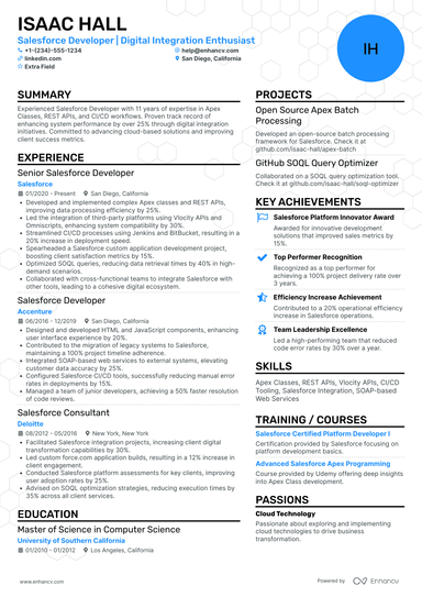 15 Salesforce Developer Resume Examples & Guide for 2025