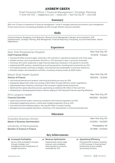 7 Chief Financial Officer Resume Examples & Guide for 2025