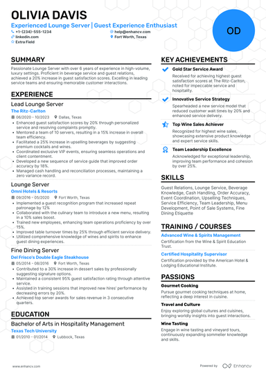 17 Fine Dining Server Resume Examples - March 2025