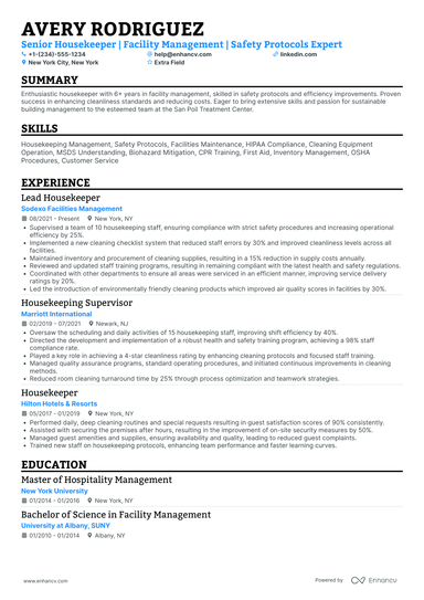 27 Housekeeper Resume Examples & Guide for 2025