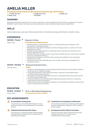 19 Biomedical Engineer Resume Examples & Guide for 2025