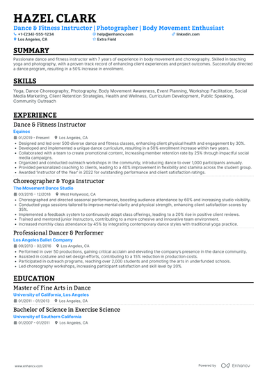 22 Dance Resume Examples & Guide for 2025