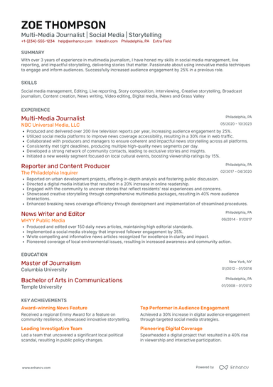 23 Journalist Resume Examples & Guide for 2025
