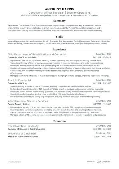 15 Correctional Officer Resume Examples - March 2025