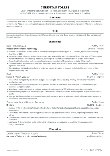 36 Chief Information Officer (CIO) Resume Examples & Guide for 2025
