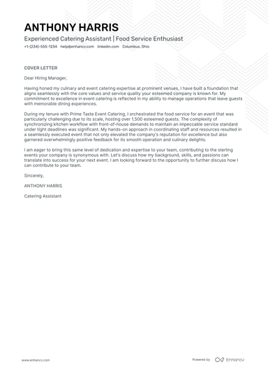 9 Professional Catering Cover Letter Examples and Template for 2025 ...