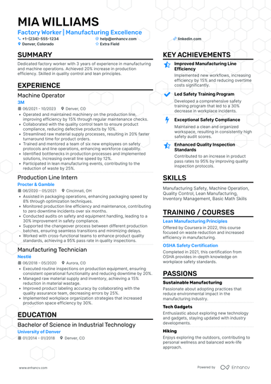 23 Factory Worker Resume Examples That Got Jobs for 2025