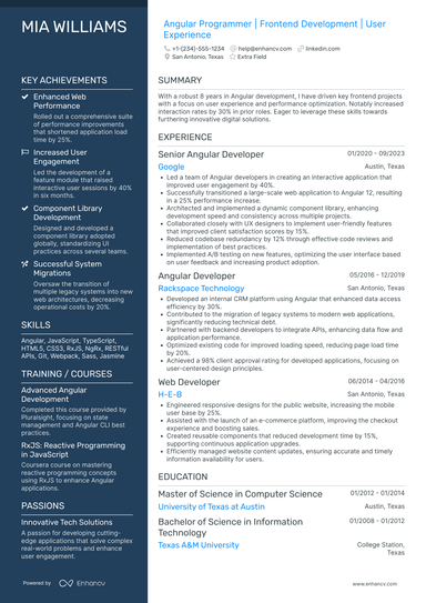 21 Angular Developer Resume Examples & Guide for 2025