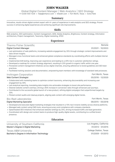 26 Content Manager Resume Examples & Guide for 2025