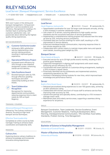 17 Fine Dining Server Resume Examples - March 2025