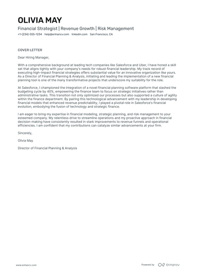 13 Professional Finance Manager Cover Letter Examples and Template for ...