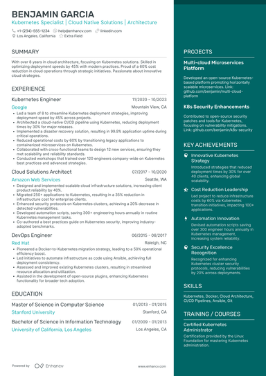 17 Kubernetes Resume Examples & Guide for 2025