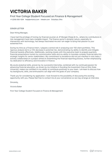 8 Professional College Cover Letter Examples and Template for 2025 ...