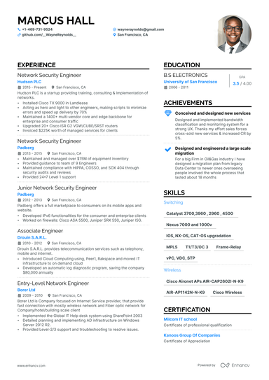 30 Network Engineer Resume Examples & Guide for 2025