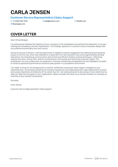25 Professional Customer Service Cover Letter Examples and Template for ...