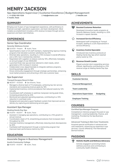 21 Spa Manager Resume Examples That Got Jobs for 2025