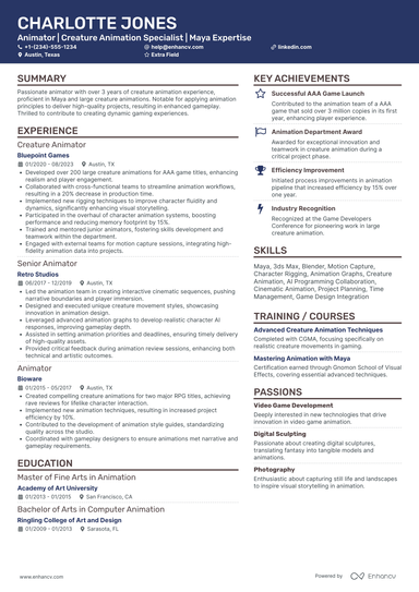 10 Animator Resume Examples & Guide for 2025