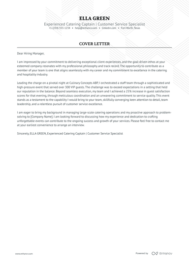 9 Professional Catering Cover Letter Examples and Template for 2024 ...