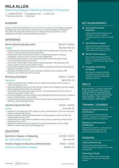 30 Advertising Resume Examples & Guide for 2025