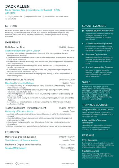18 Math Teacher Resume Examples & Guide for 2025