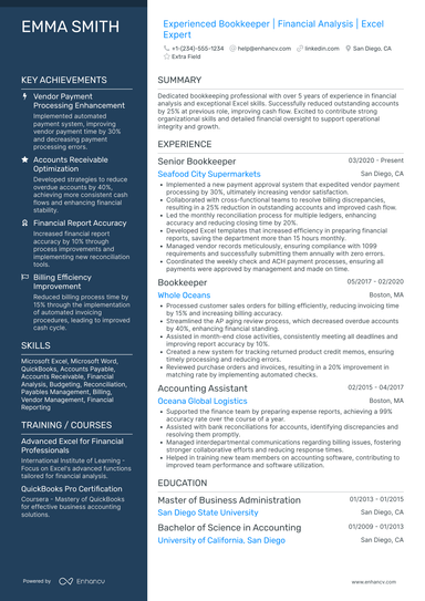 26 Bookkeeper Resume Examples & Guide for 2025