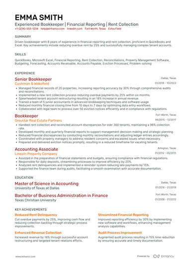 26 Bookkeeper Resume Examples & Guide for 2025