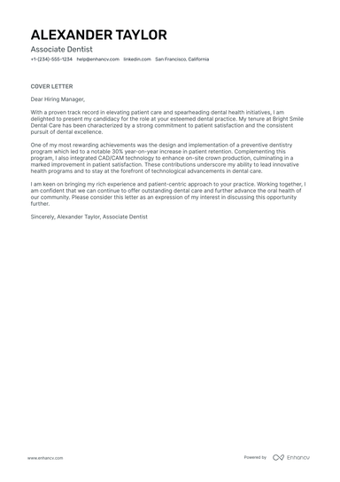 6 Professional Dentist Cover Letter Examples and Template for 2025 ...