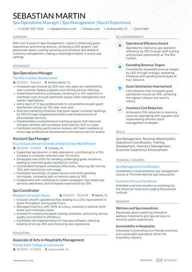 21 Spa Manager Resume Examples That Got Jobs for 2025