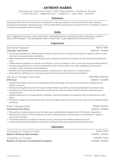 26 Truck Driver Resume Examples & Guide for 2025