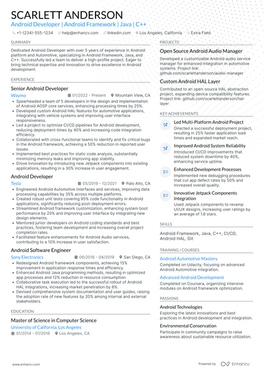 21 Android Developer Resume Examples & Guide for 2025