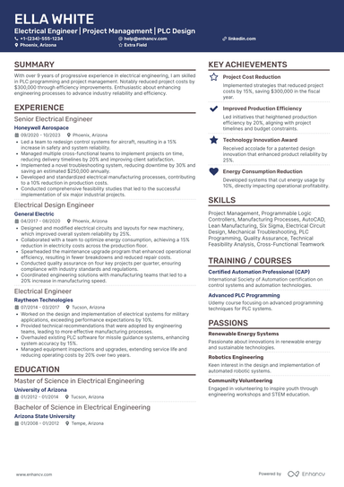 22 Electrical Engineering Resume Examples & Guide for 2025