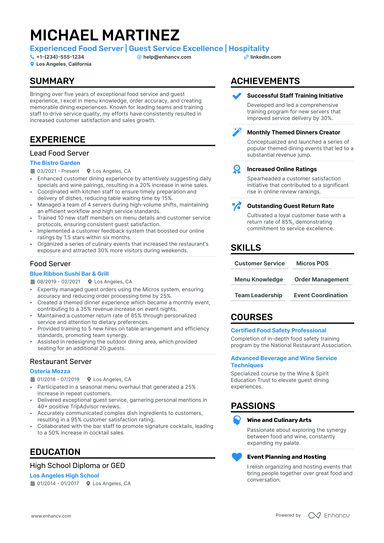 11 Server Resume Examples & Guide for 2024