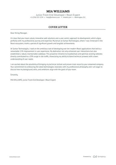 8 Professional React Full Stack Developer Cover Letter Examples and ...
